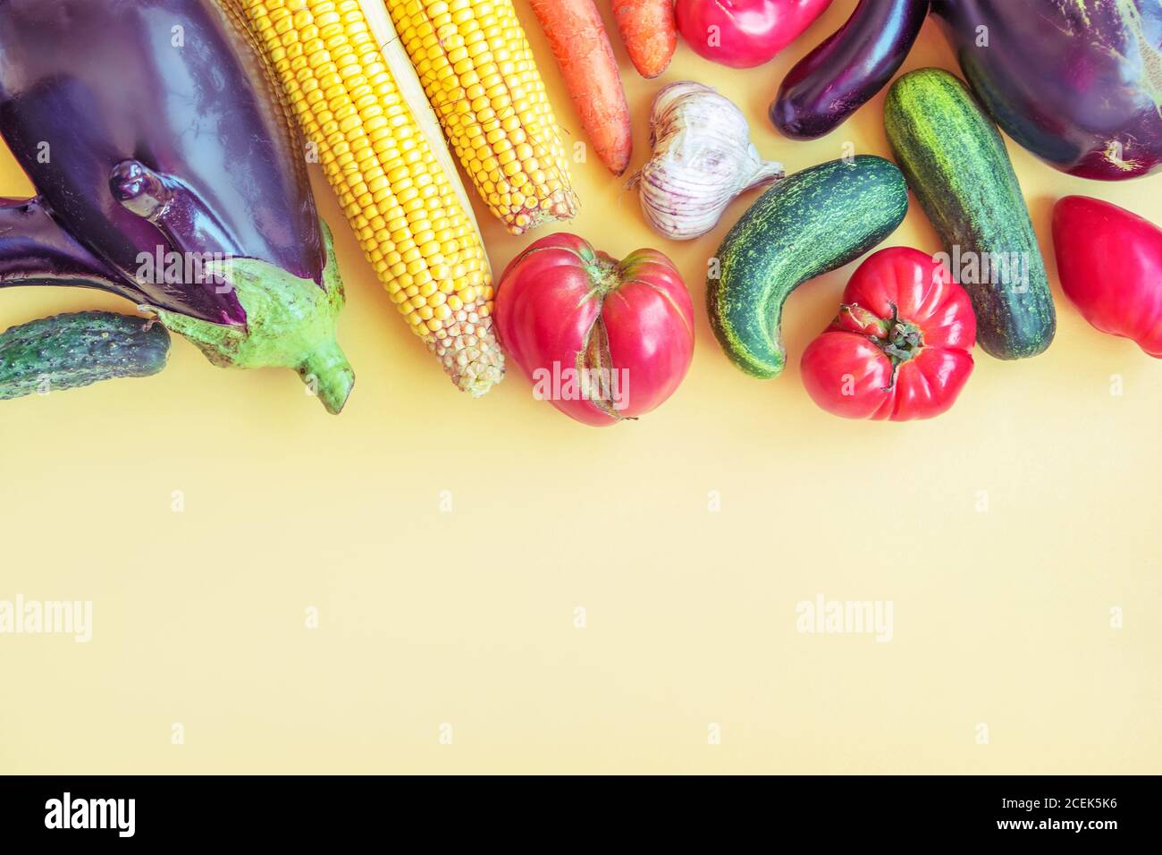Vegetables, ugly food flat lay, copy space Stock Photo - Alamy