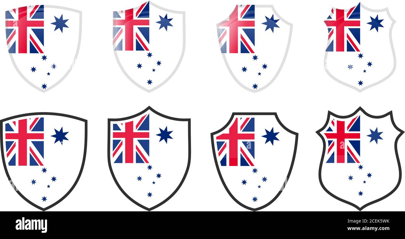 Vertical Australia White Ensign flag (naval use) in shield shape, four ...