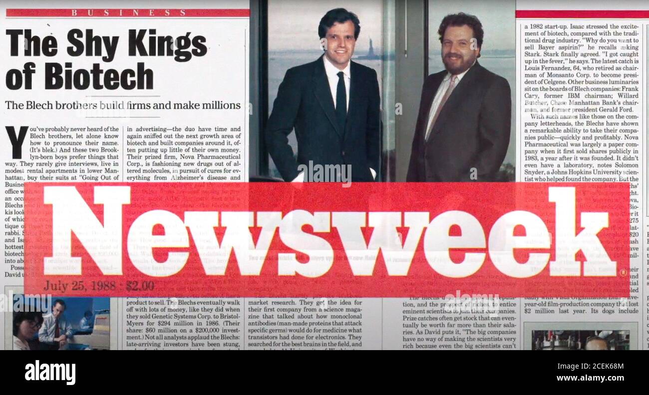 THE BLECH EFFECT, Newsweek report on biotech entrepreneurs David Blech ...