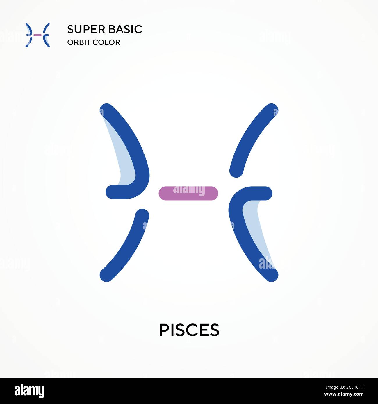 Pisces super basic orbit color vector icon. Illustration symbol design template for web mobile ...