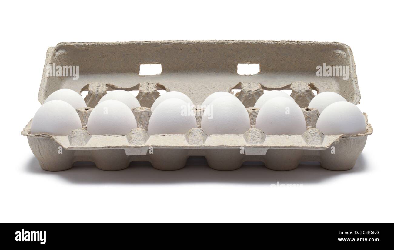 Carton of Large Eggs Opened Front View Isolated on White Stock Photo ...