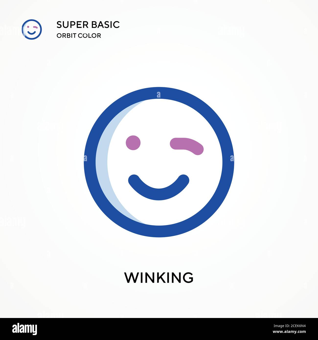 Winking super basic orbit color vector icon. Illustration symbol design ...