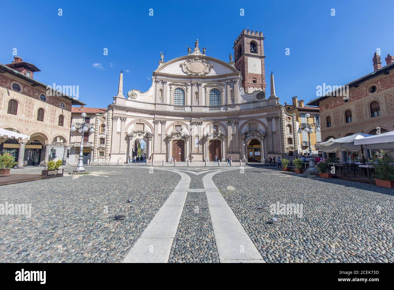 Vigevano, Italy - August 30, 2020: street view of the medieval main ...
