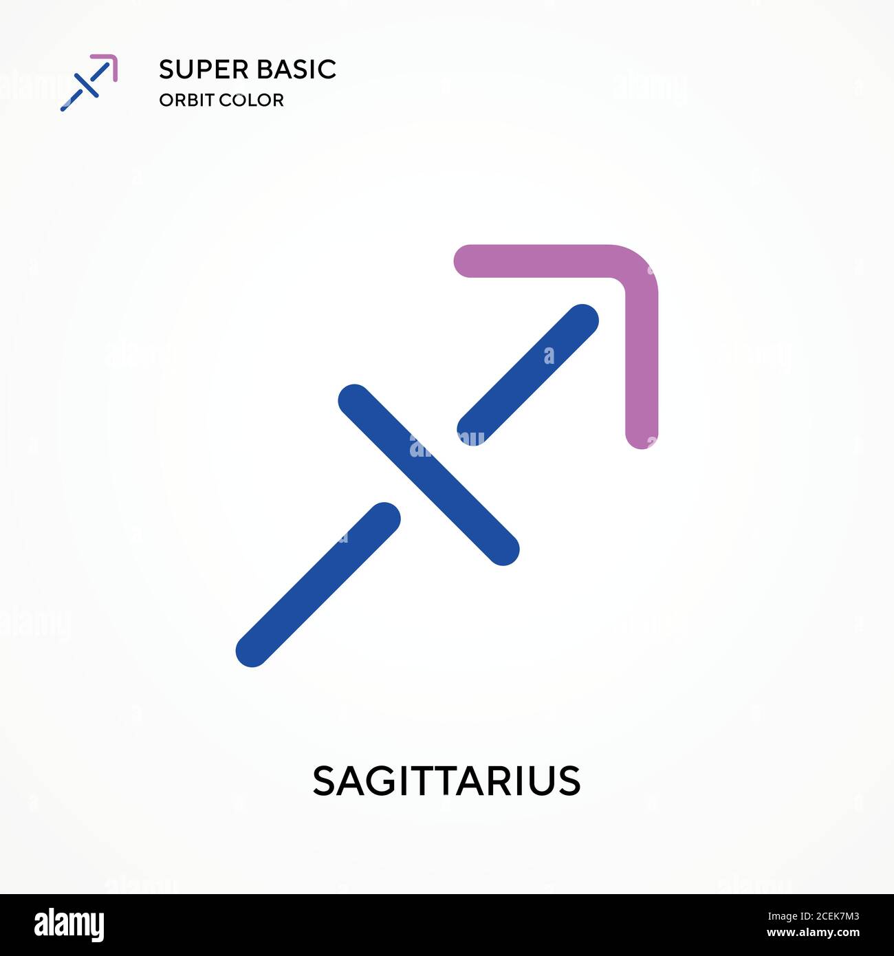 Sagittarius super basic orbit color vector icon. Illustration symbol design template for web ...