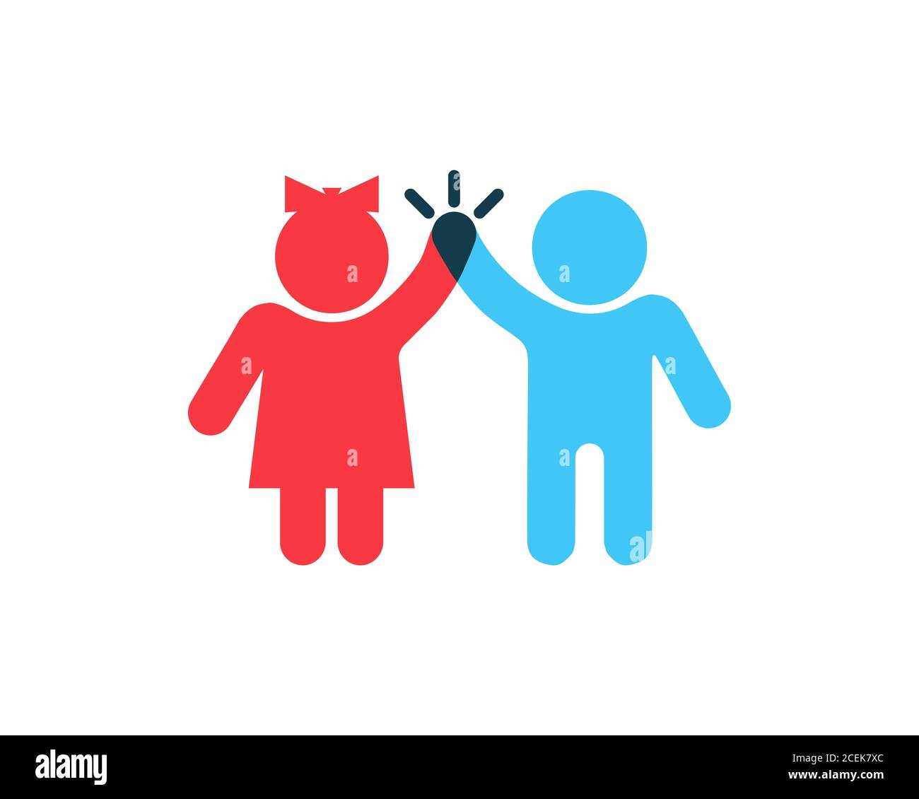 Girl and boy give five icon. Success people symbol. Teamwork business ...