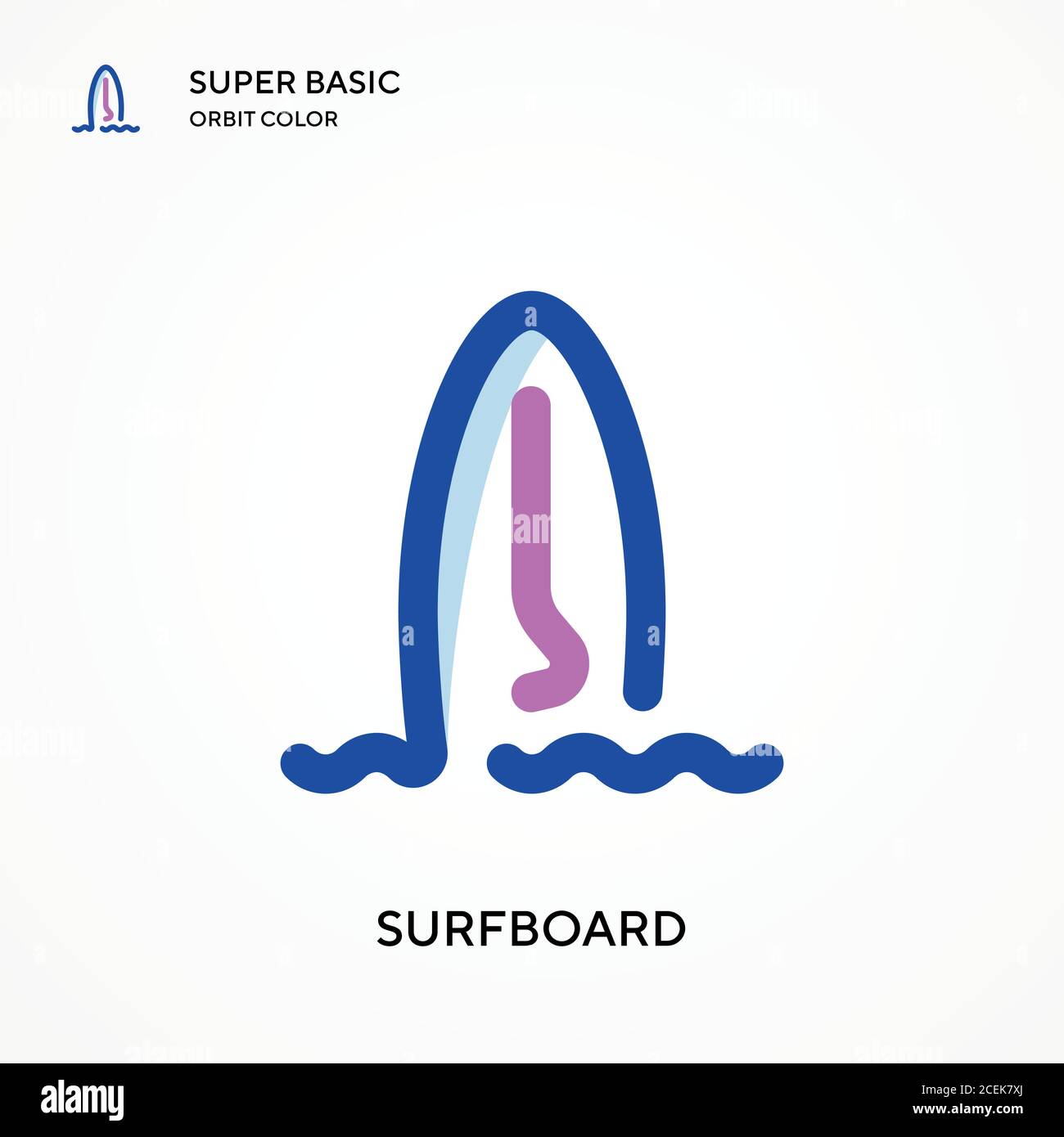 Surfboard super basic orbit color vector icon. Illustration symbol design template for web ...