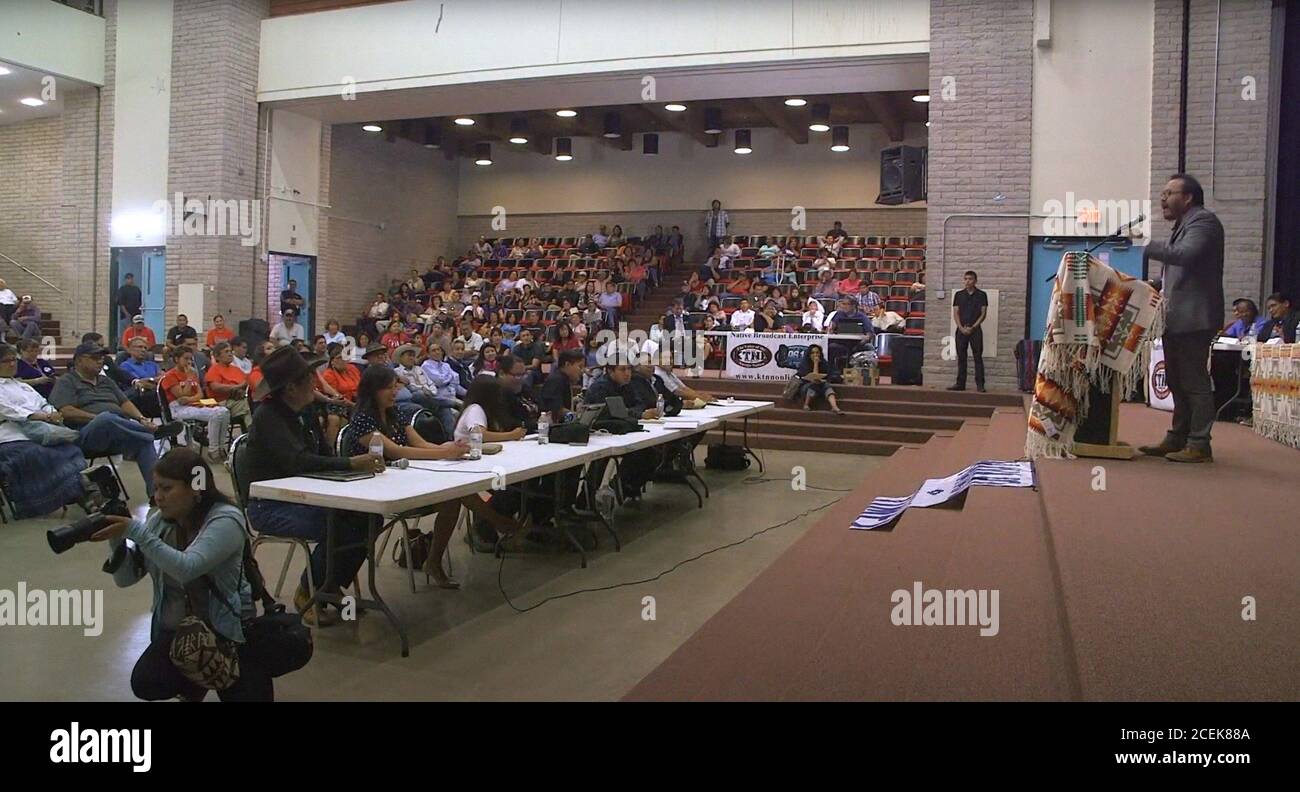 MORONI FOR PRESIDENT, Moroni Benally at a candidate forum for Navajo ...