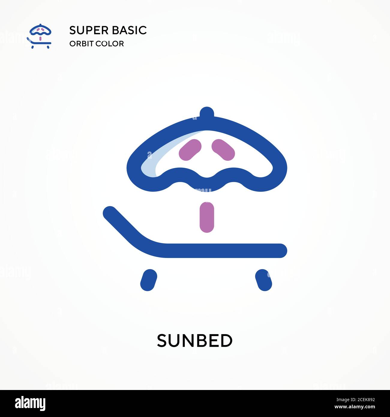 Sunbed super basic orbit color vector icon. Illustration symbol design template for web mobile ...