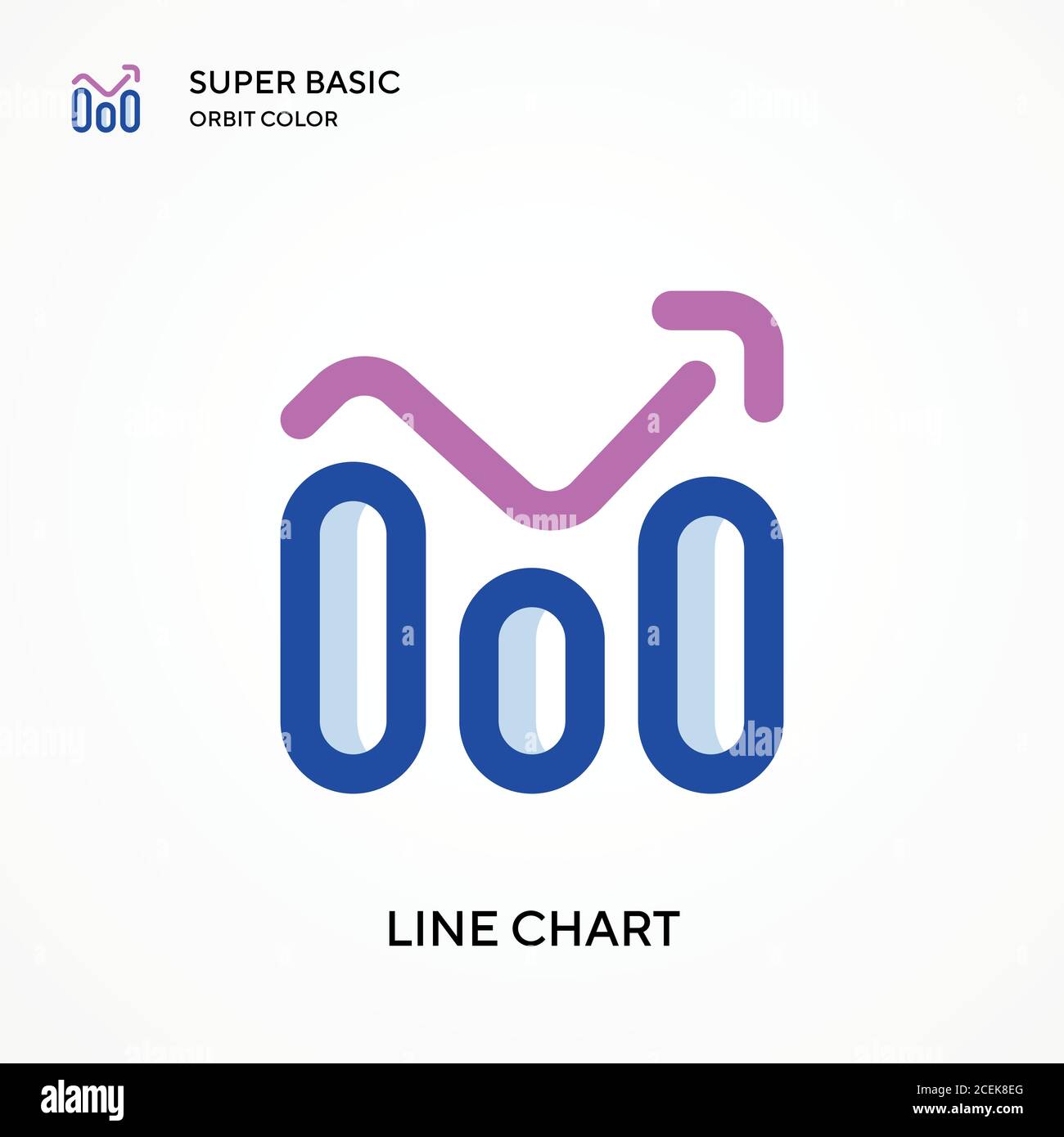 Line chart super basic orbit color vector icon. Illustration symbol ...