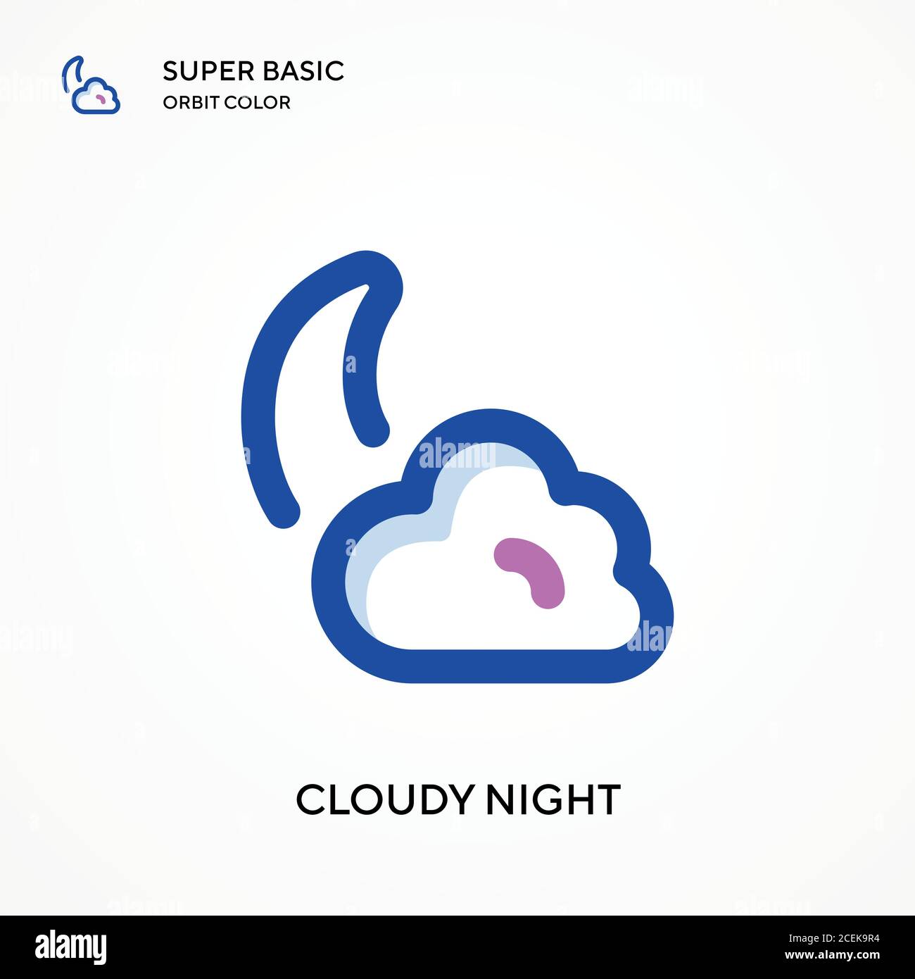 Cloudy night super basic orbit color vector icon. Illustration symbol ...