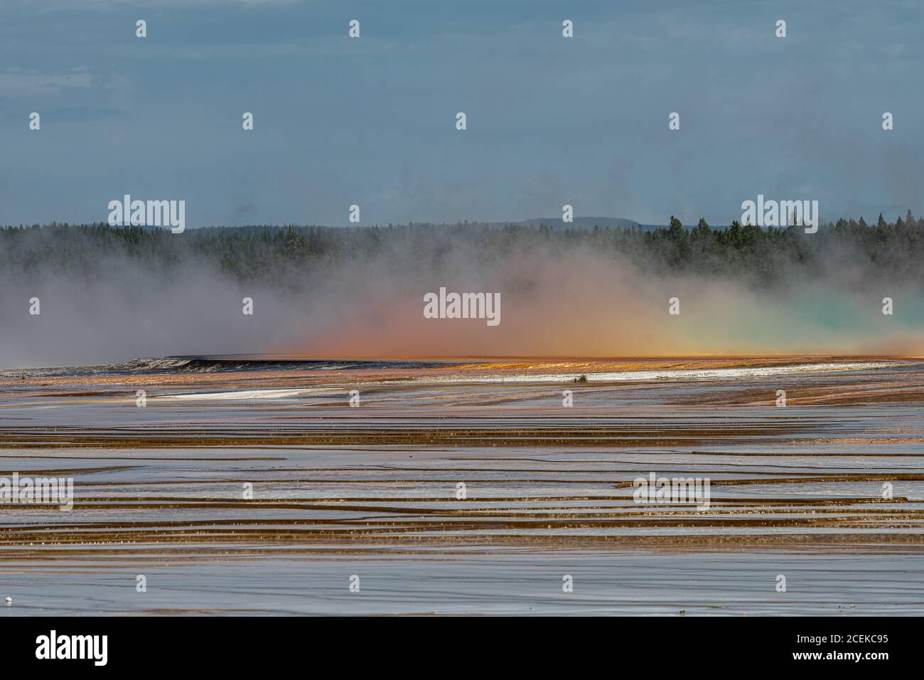Mud Formations and Colorful Steam, Grand Prismatic Spring, Yellowstone ...