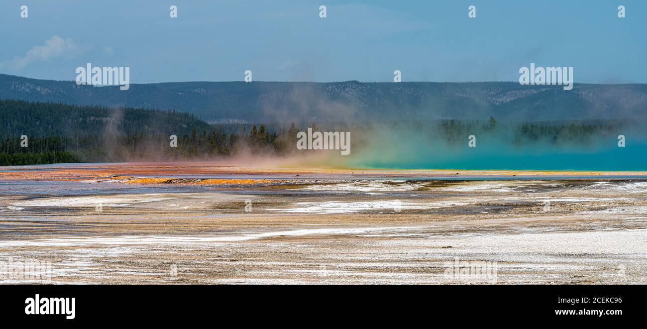 Mud Formations and Colorful Steam, Grand Prismatic Spring, Yellowstone ...