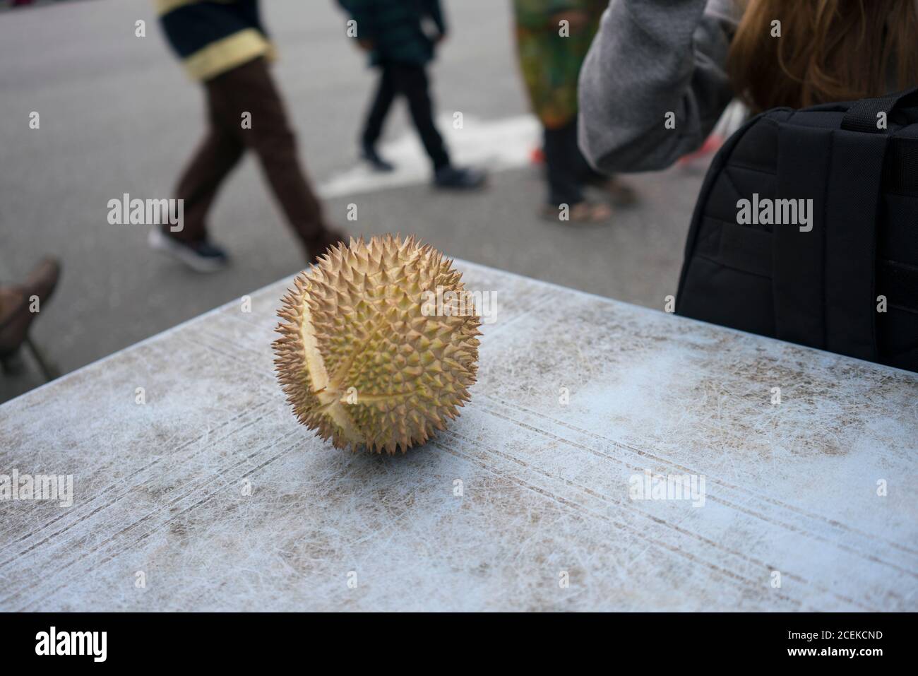opened fresh fruit on grey board in Malaysia Stock Photo - Alamy