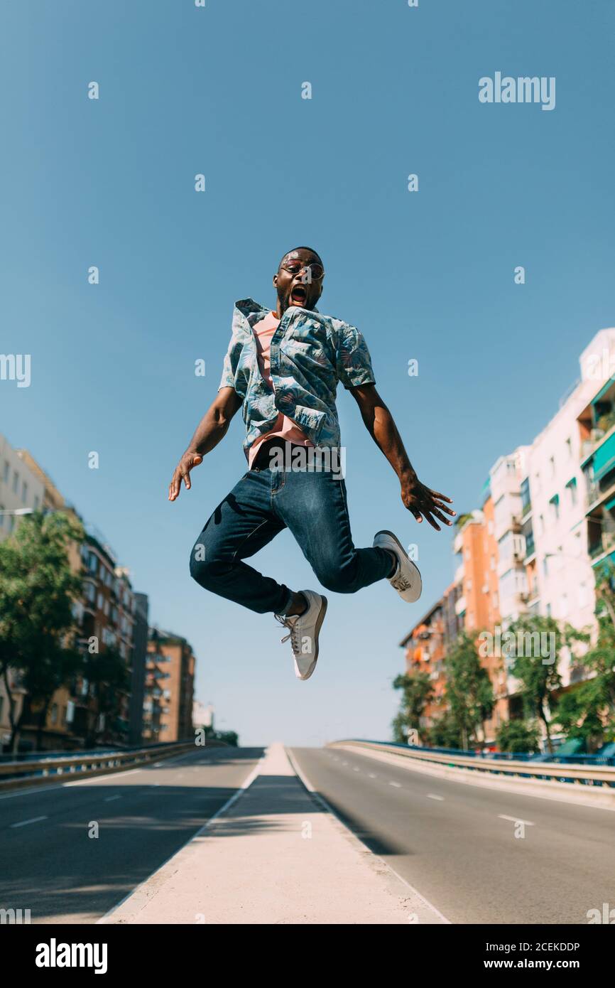 Man face to camera jump hi-res stock photography and images - Alamy