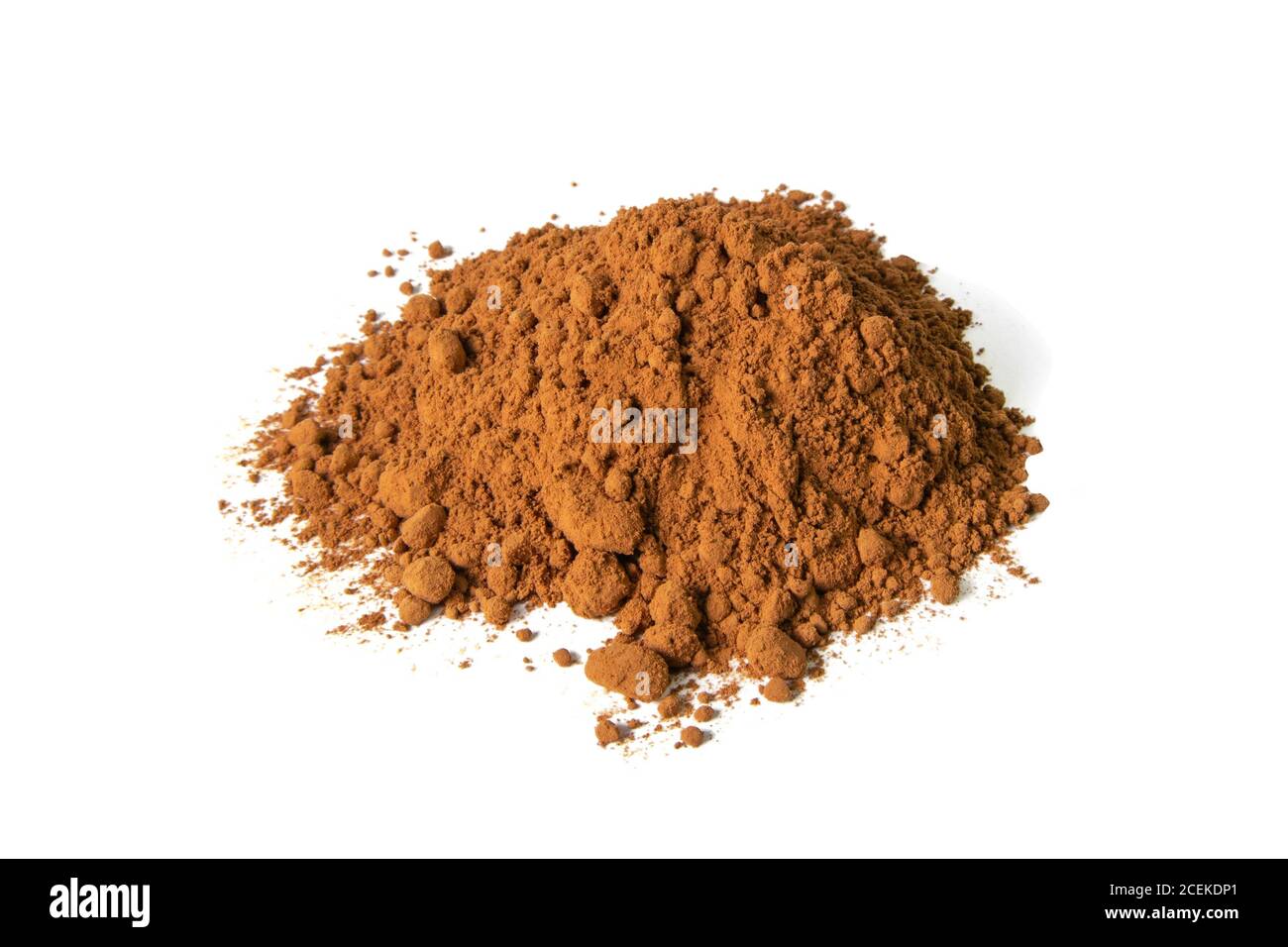 Cacao powder isolated on white background. Front views, close-up Stock ...