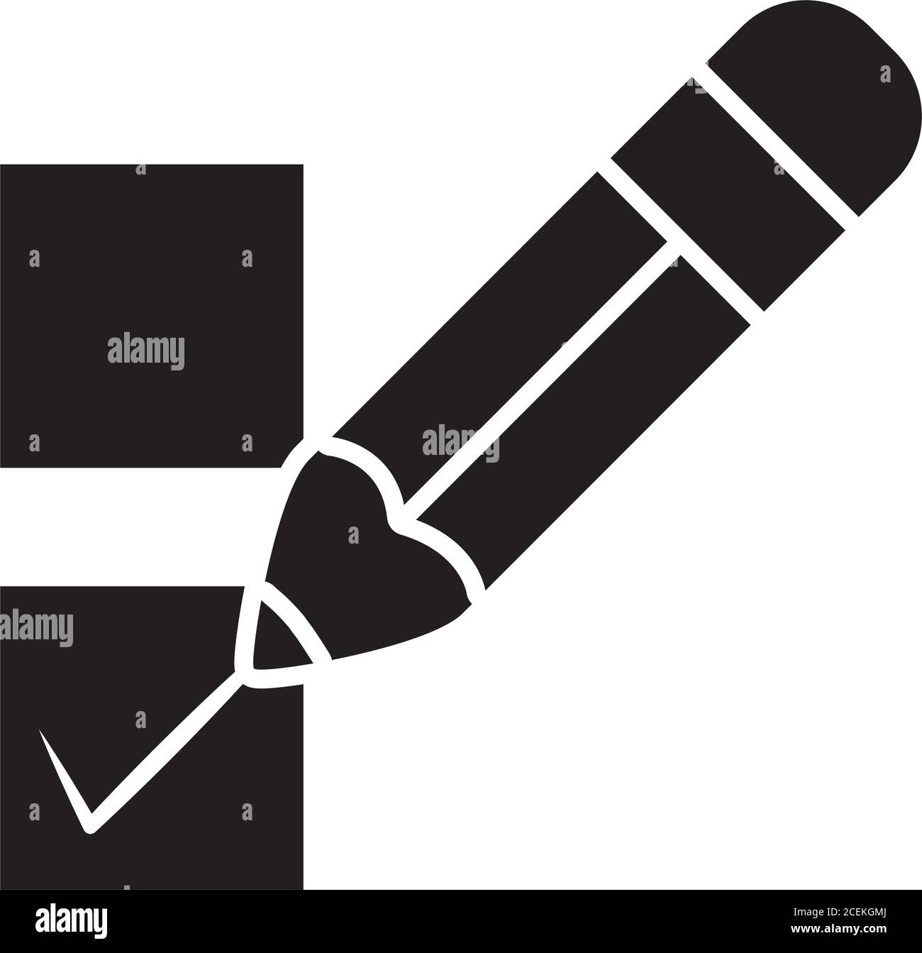 pencil drawing check mark in check box over white background ...