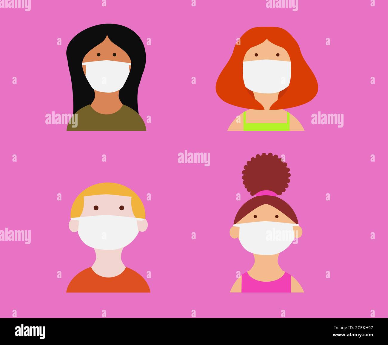 Women with facemask Stock Vector Images - Alamy