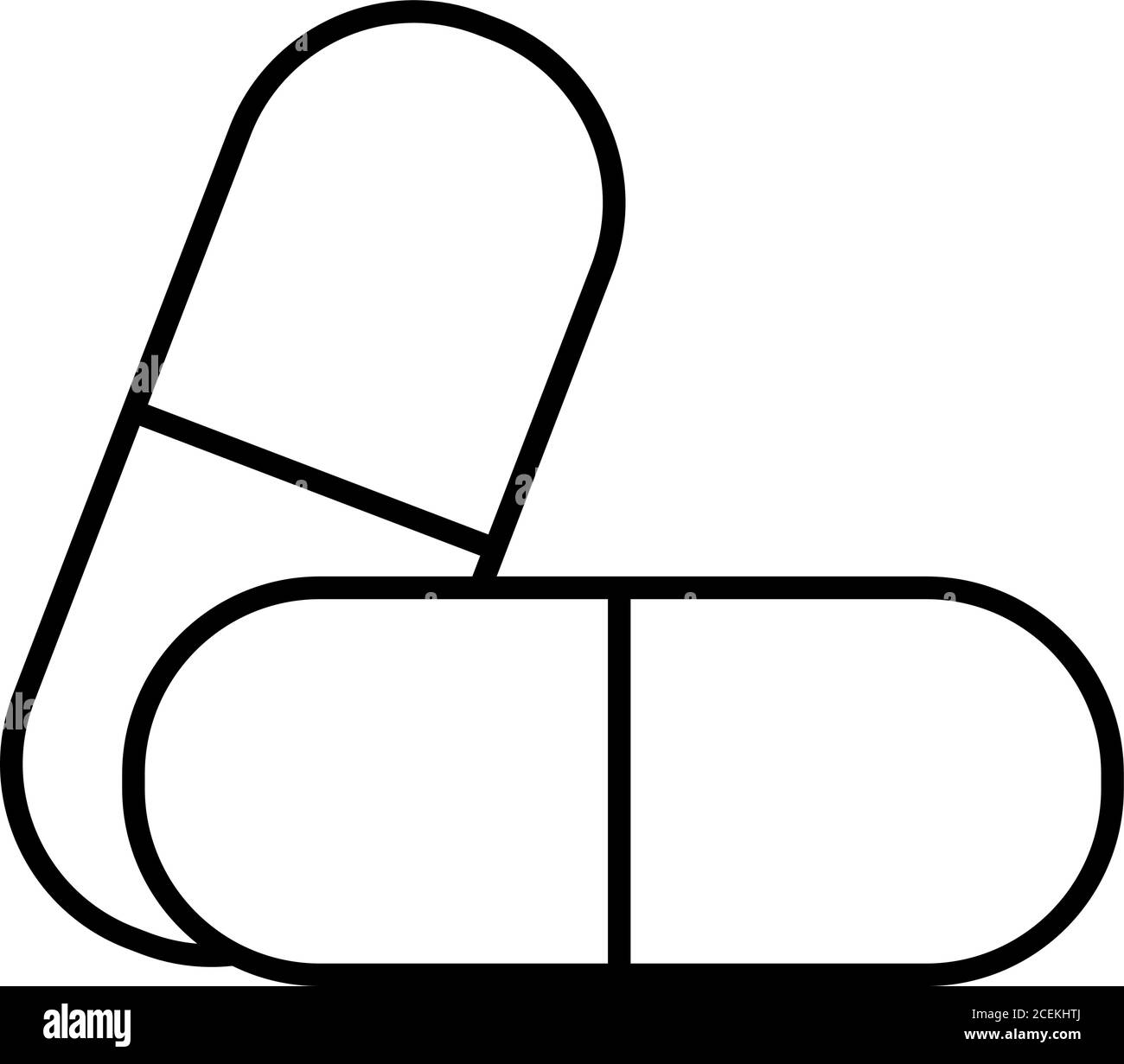 medication capsules icon over white background, line style, vector ...