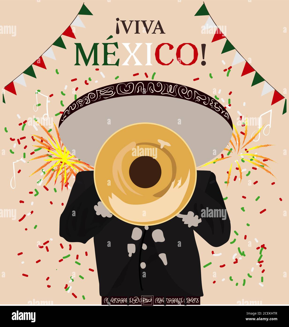 Mexican Independence day celebration - Mariachi playing the trumpet and ...