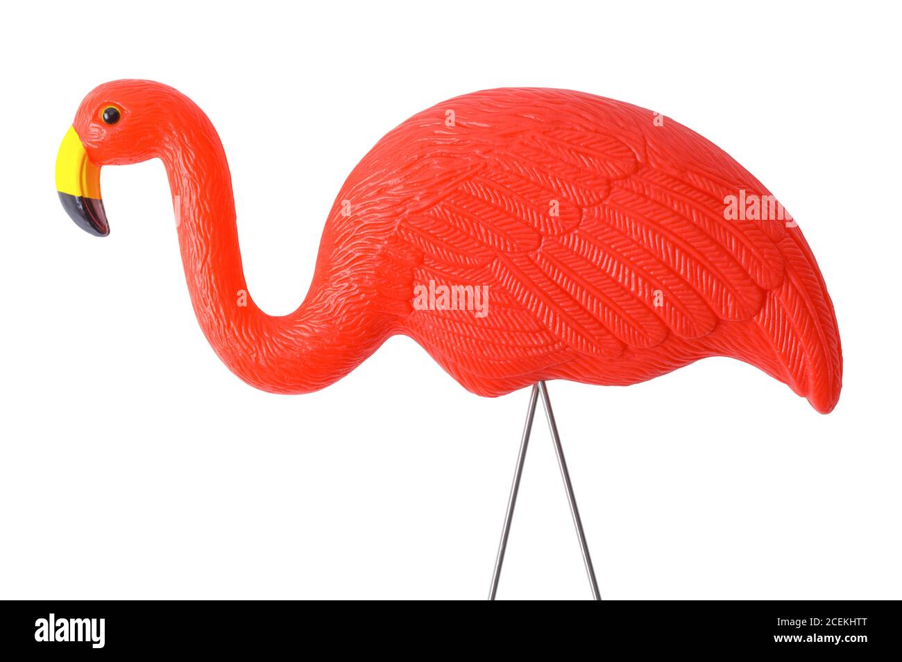 Pink Plastic Yard Flamingo Isolated on White Stock Photo - Alamy