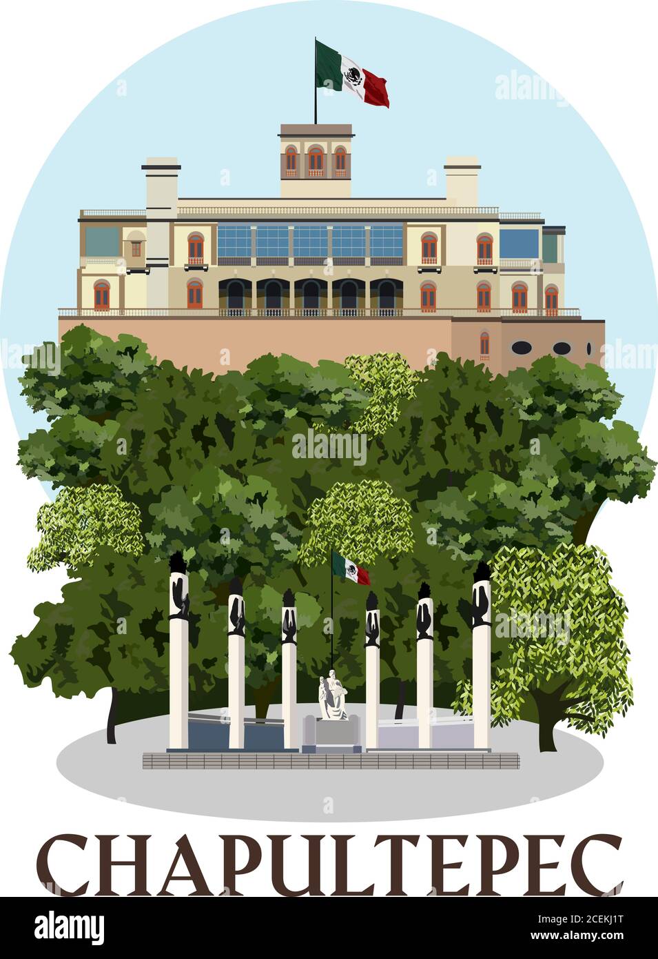 Mexico city Chapultepec castle and Boys heroes of Chapultepec monument ...