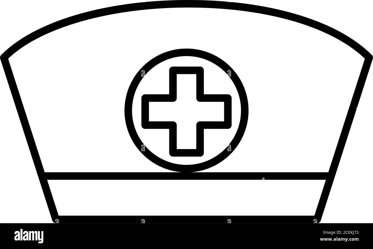 nurse hat icon over white background, line style, vector illustration ...
