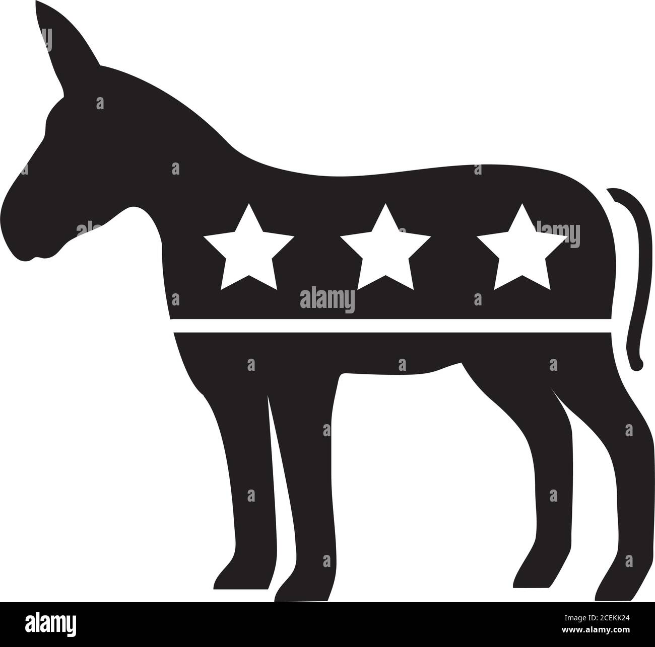 usa Democratic Donkey icon over white background, silhouette style ...