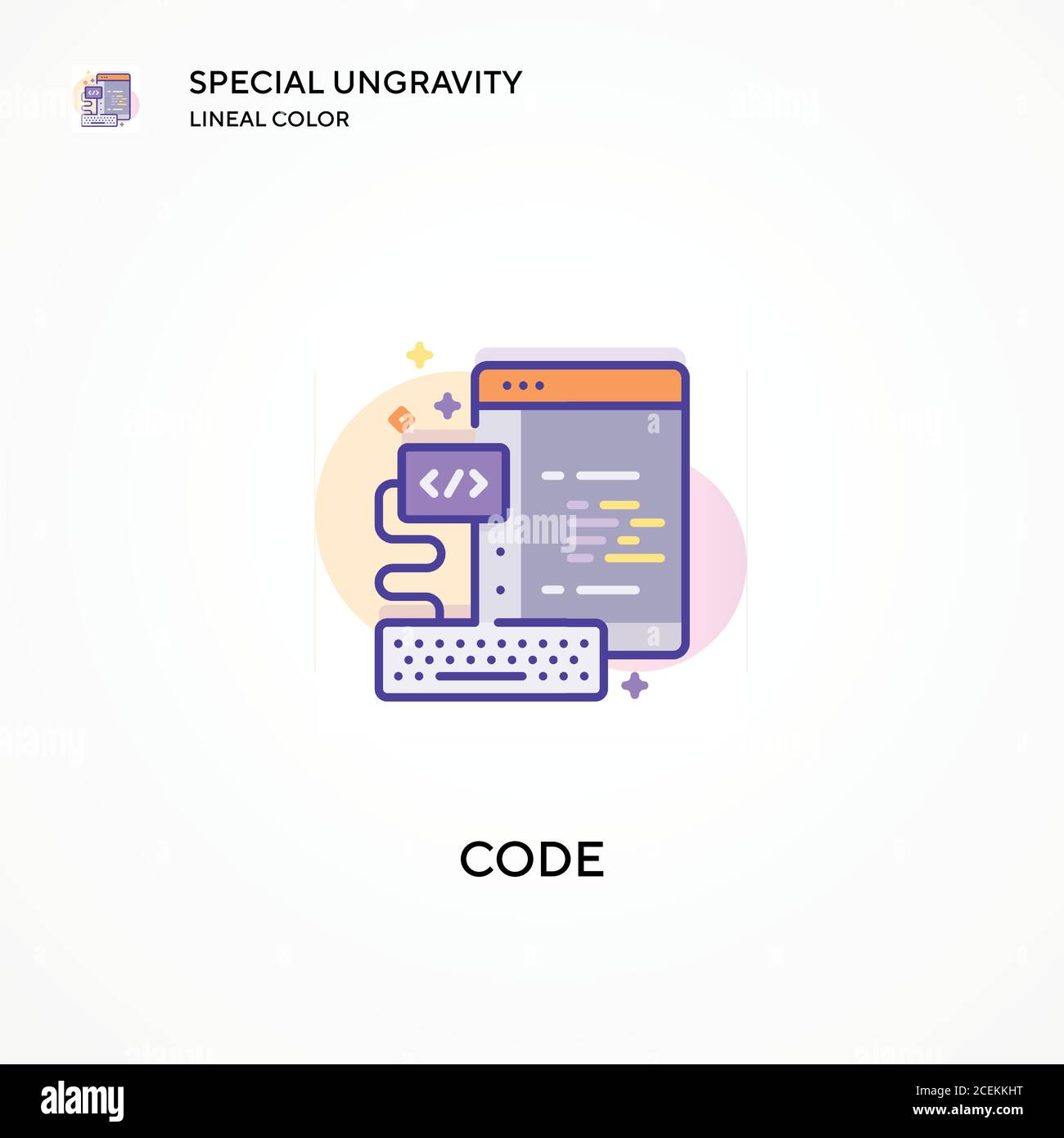 Code special ungravity lineal color icon. Modern vector illustration ...