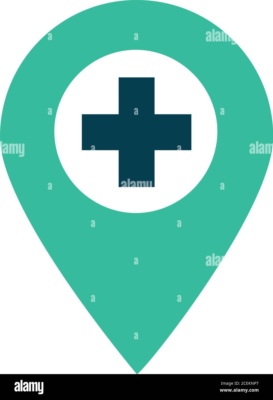 location pin with medical cross icon over white background, flat style ...