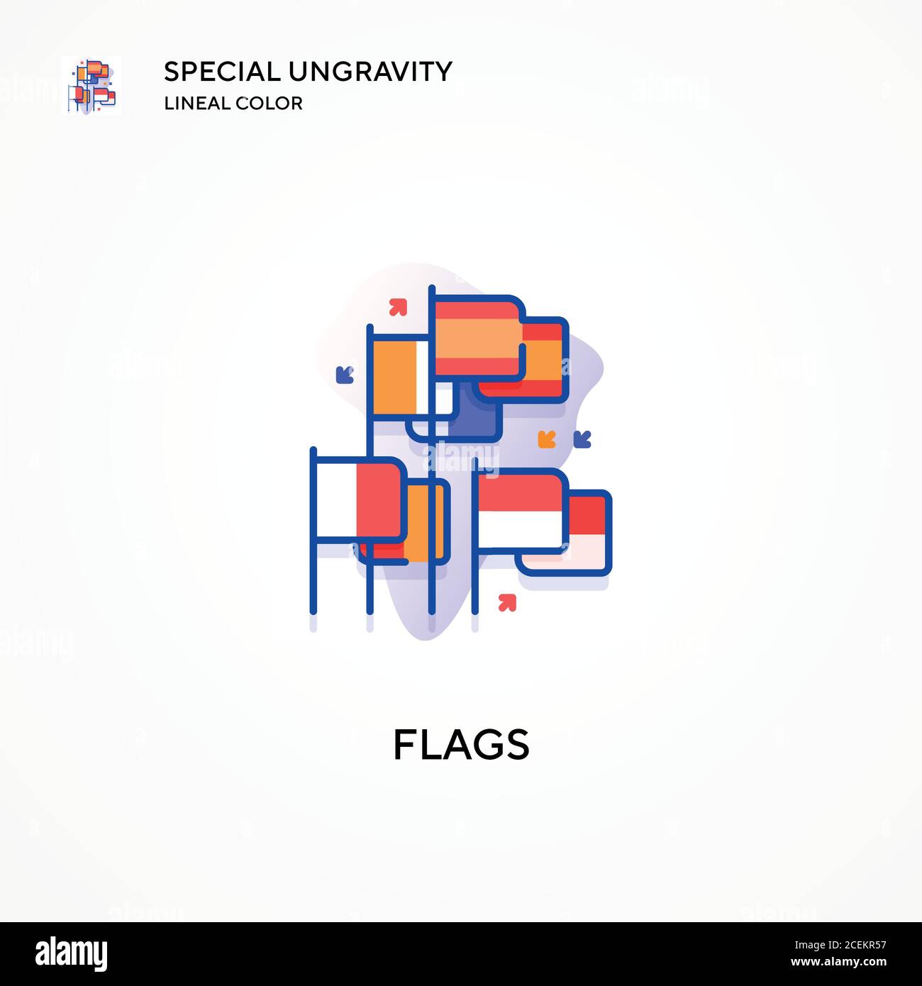 Flags special ungravity lineal color icon. Modern vector illustration ...