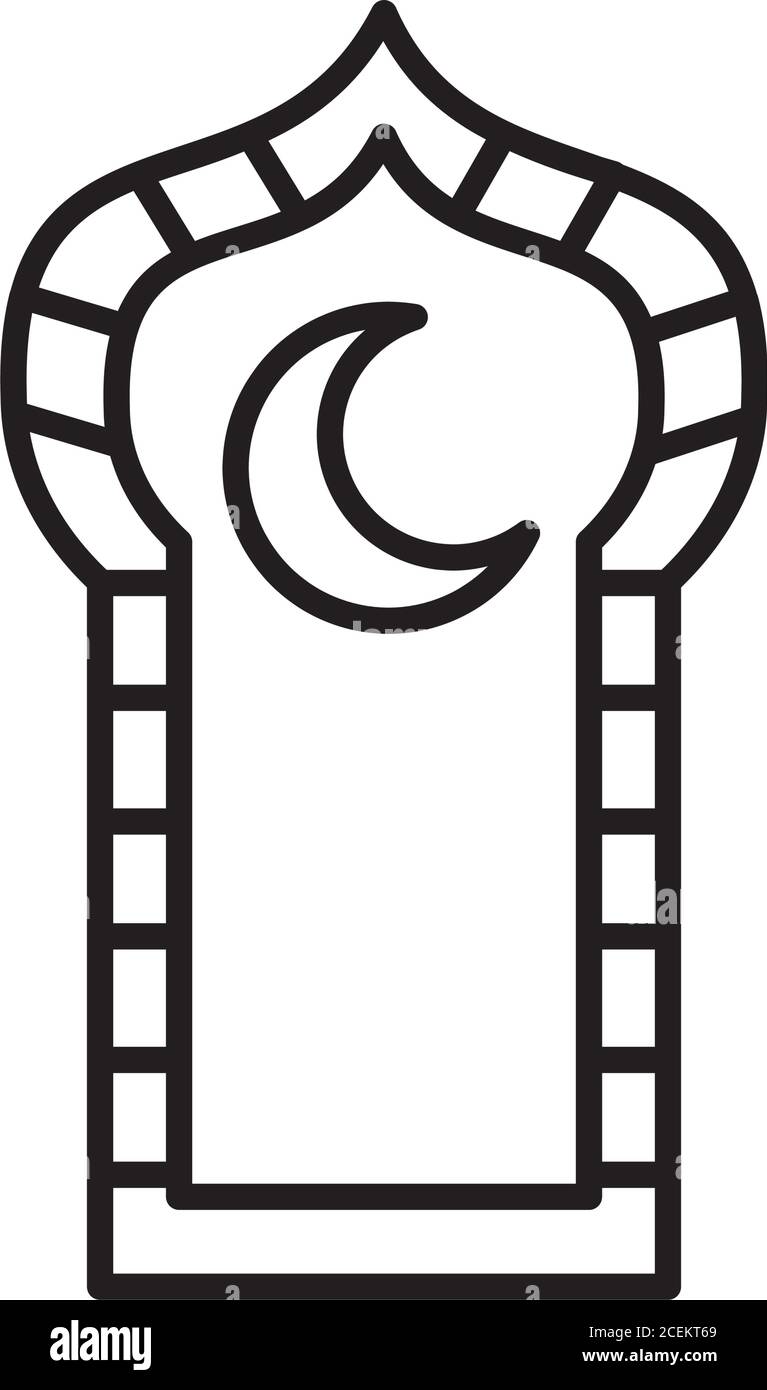 turkish arch with crescent moon icon over white background, line style ...