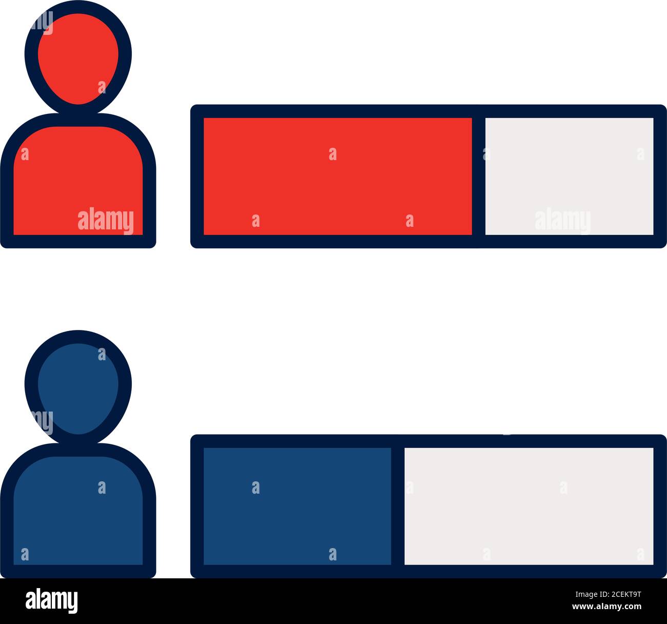 elections bar chart icon over white background, line and fill style ...