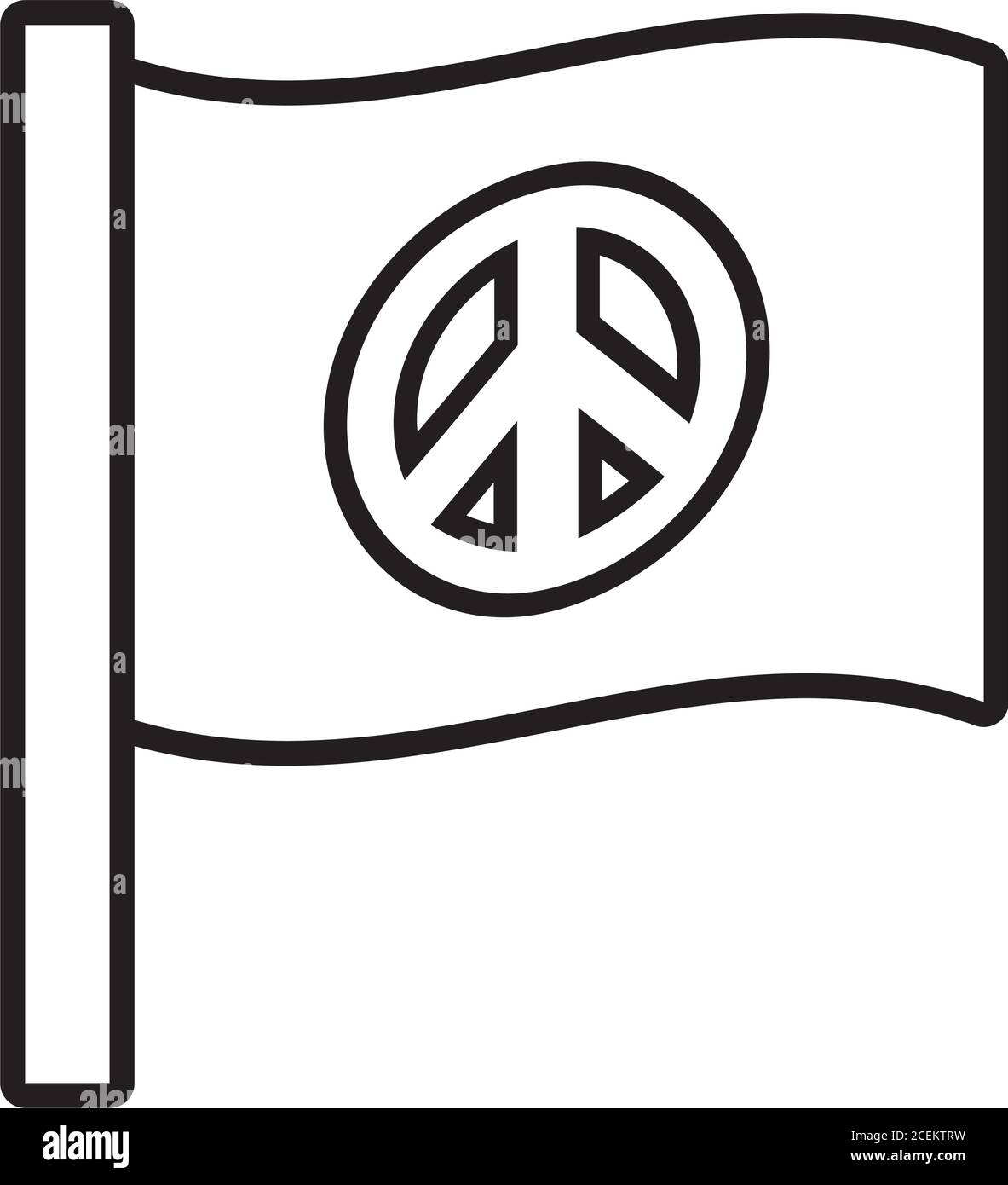 flag with peace symbol icon over white background, line style, vector ...