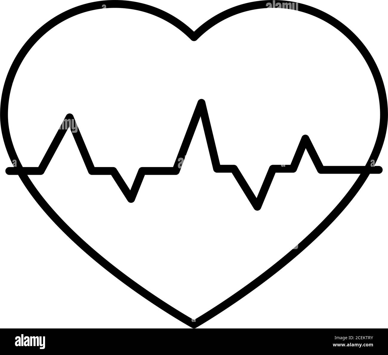 cardio heart icon over white background, line style, vector ...