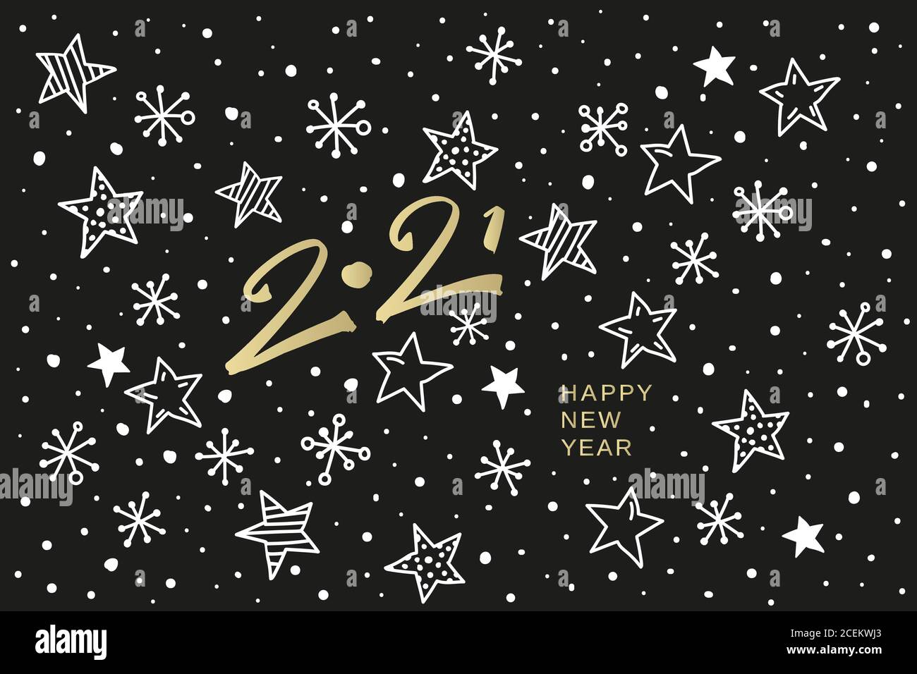 2021 design template for new year greeting. Brush and ink lettering ...