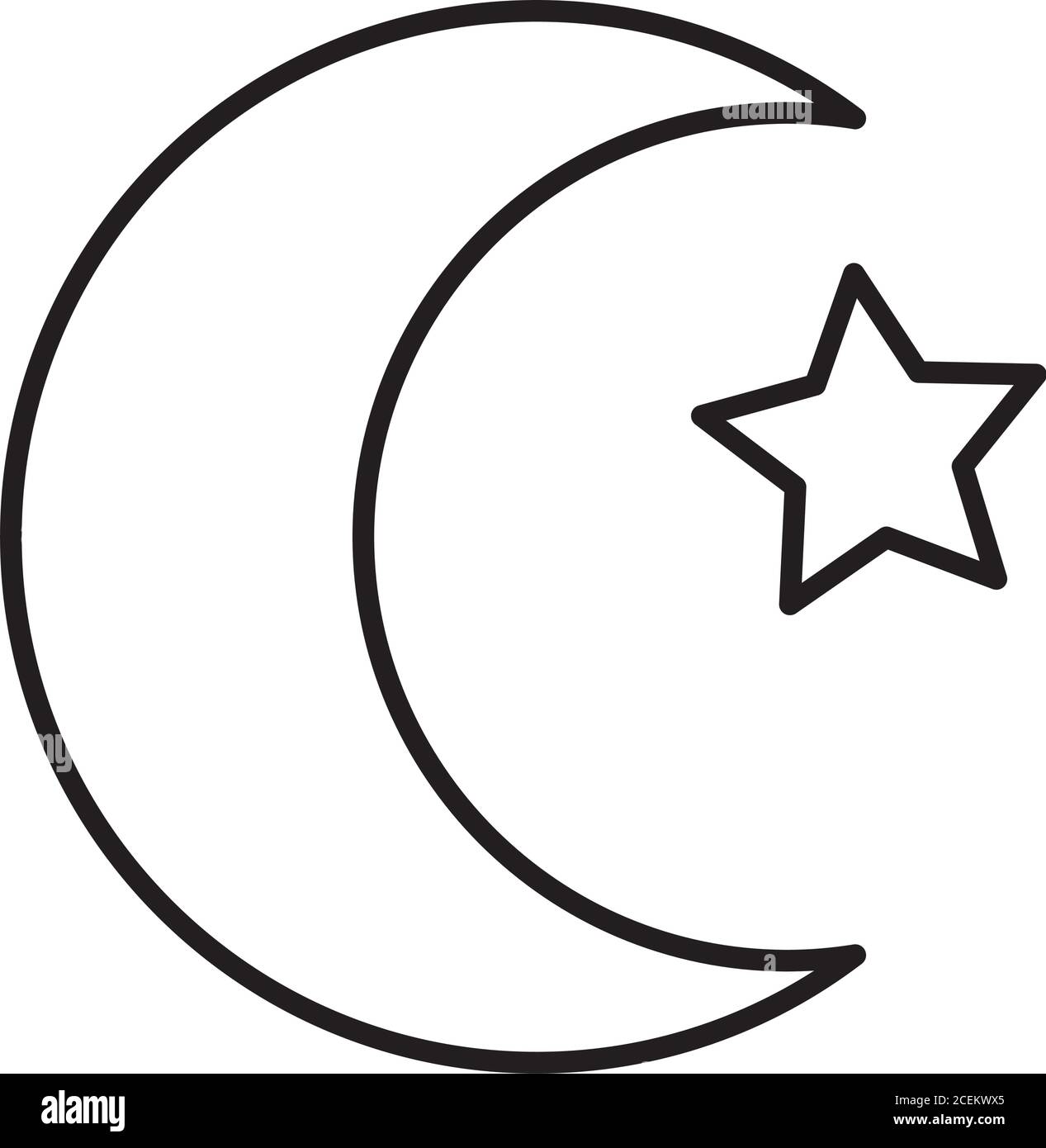 turkey crescent moon and star over white background, line style, vector ...
