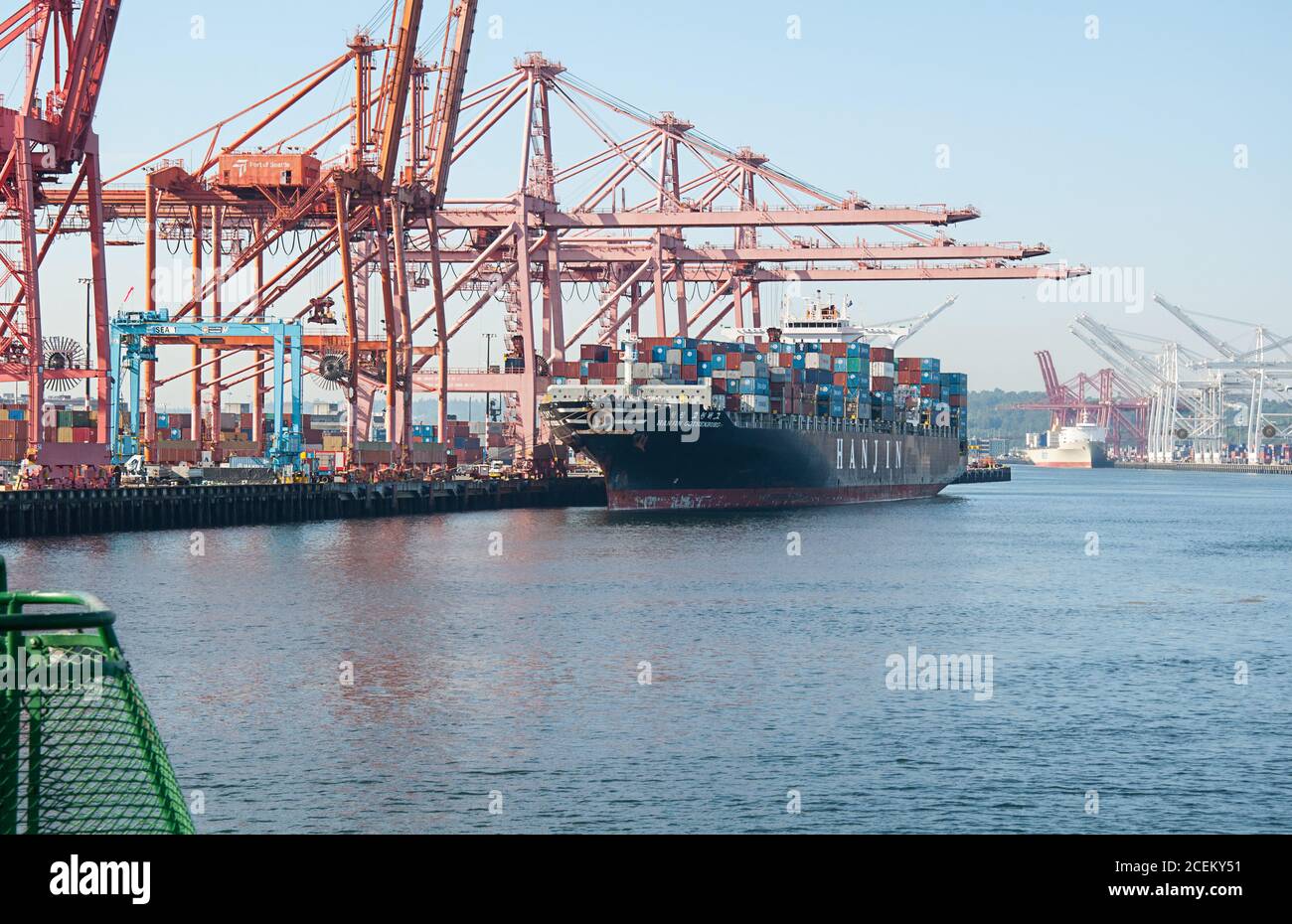 Seattle WA USA July 11, 2014: Seattle port is a major export and import ...
