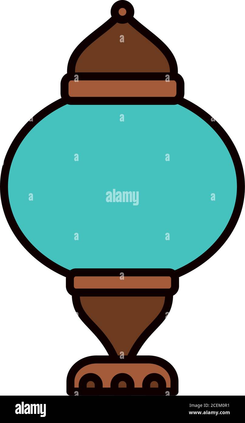 turkish lamp icon over white background, line and fill style, vector ...