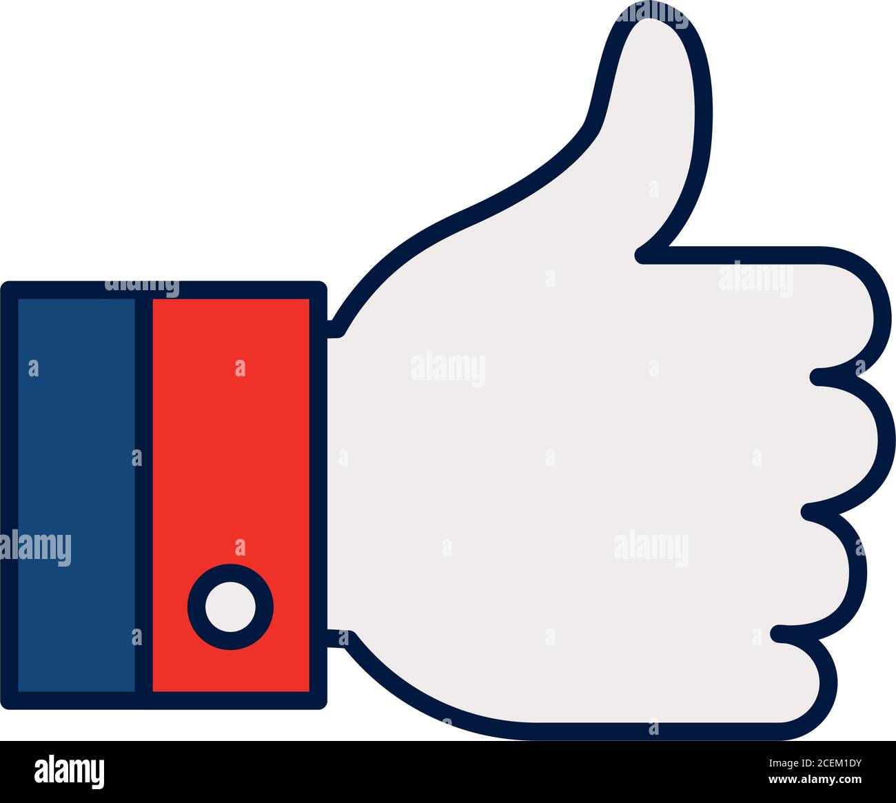 hand with thumb up icon over white background, line and fill style ...