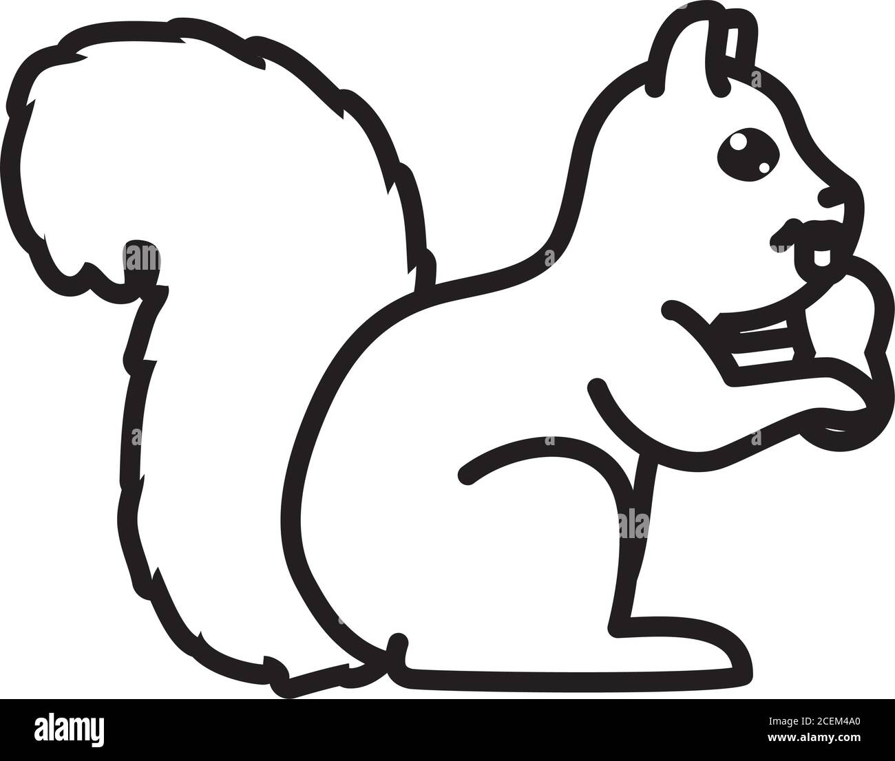 squirrel with a nut icon over white background, line style, vector ...