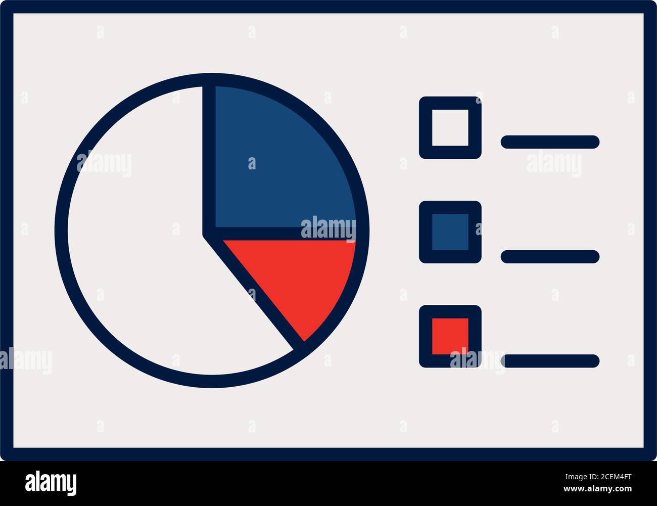 graphic pie chart report over white background, line and fill style ...