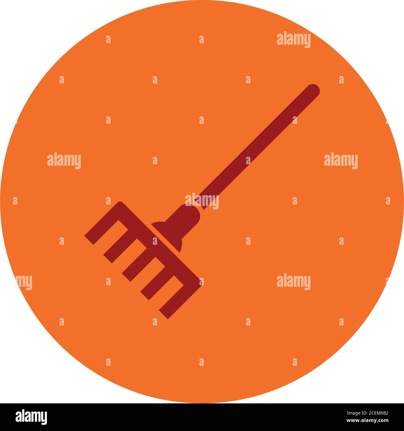 leaf rake icon over white background, block style, vector illustration ...