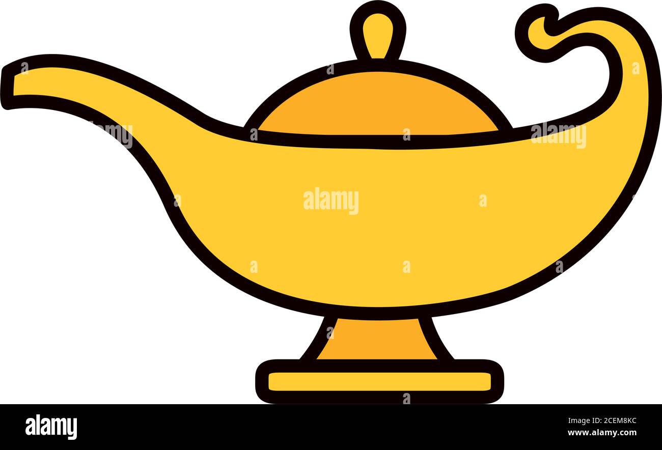 magic lamp icon over white background, line and fill style, vector ...