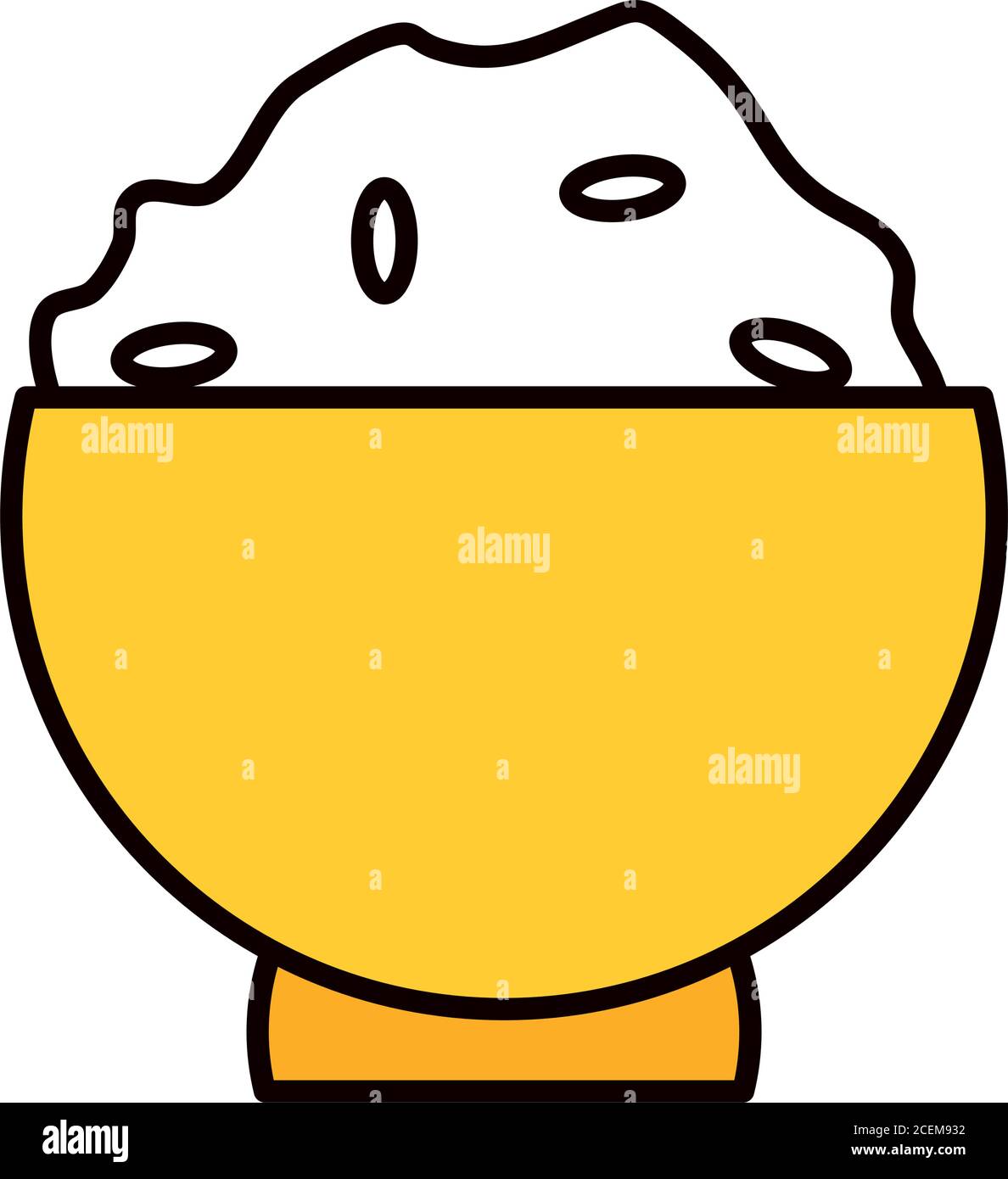 rice bowl icon over white background, line and fill style, vector ...