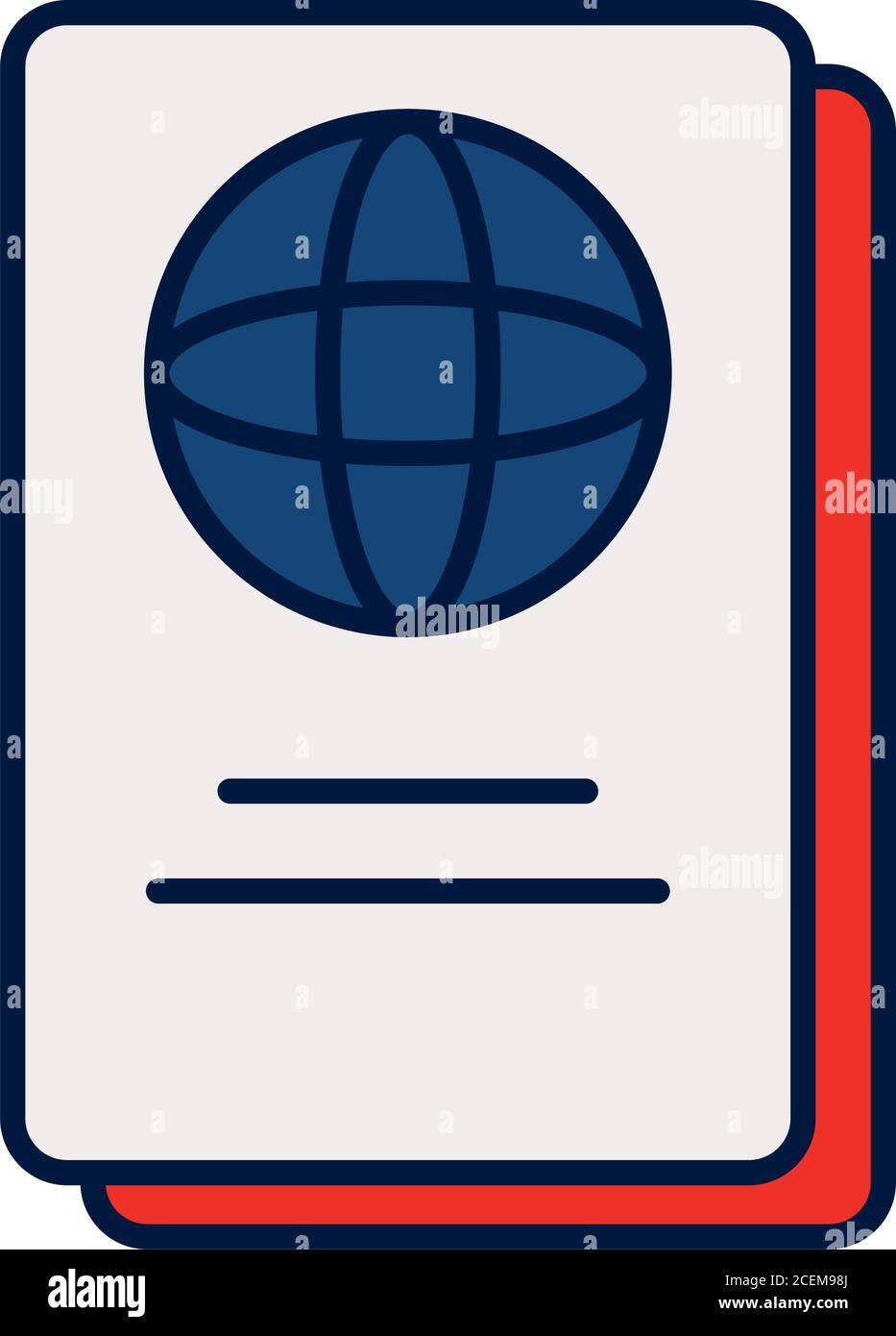 passport document icon over white background, line and fill style ...