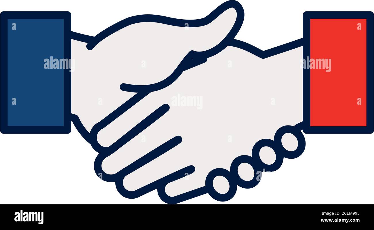 elections concept, hand shaking icon over white background, line and ...