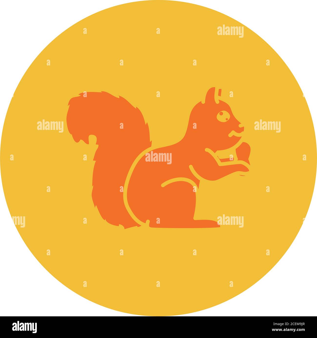 squirrel with a nut icon over white background, block style, vector ...