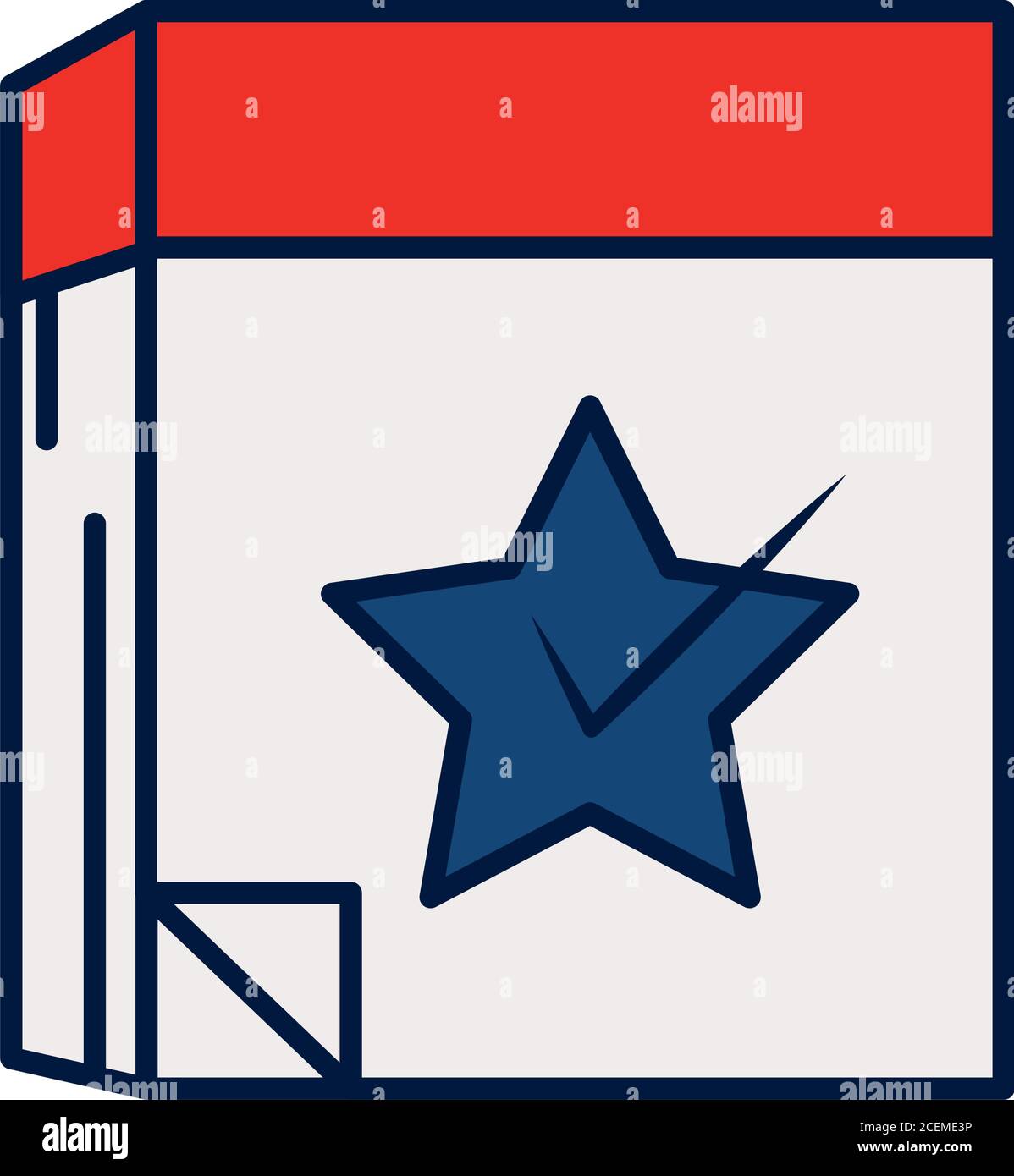 calendar with star icon over white background, line and fill style ...