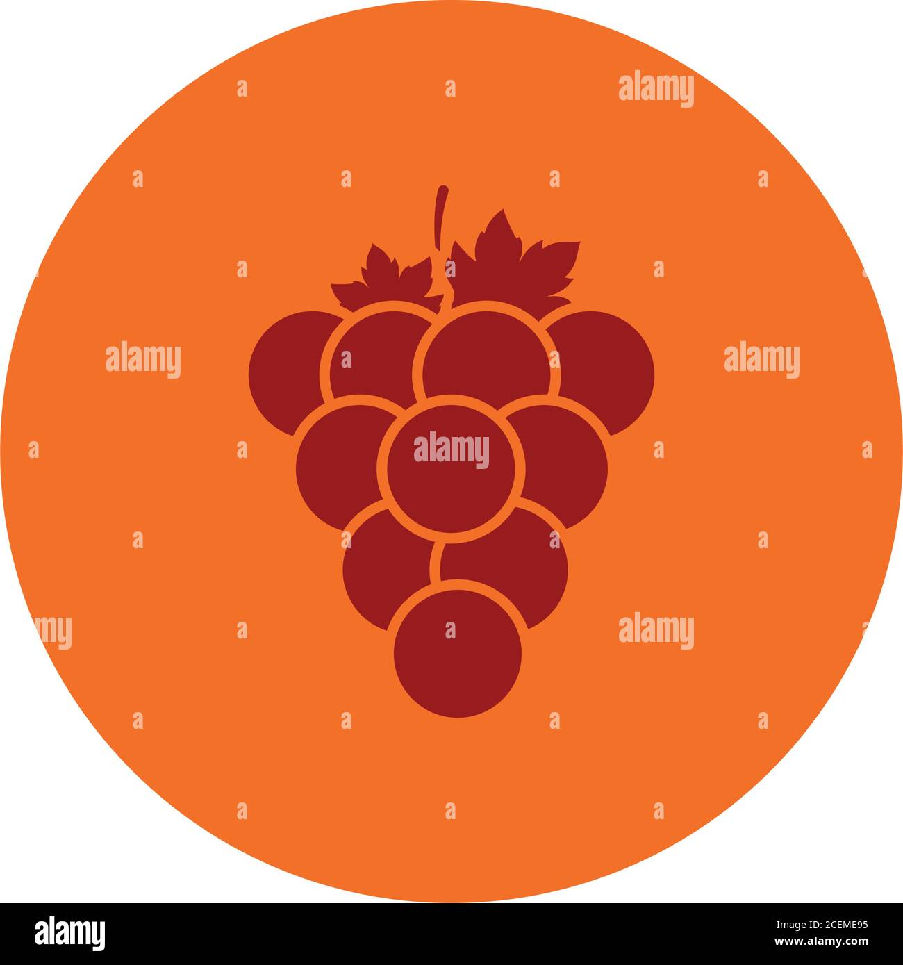 bunch of grapes icon over white background, block style, vector ...