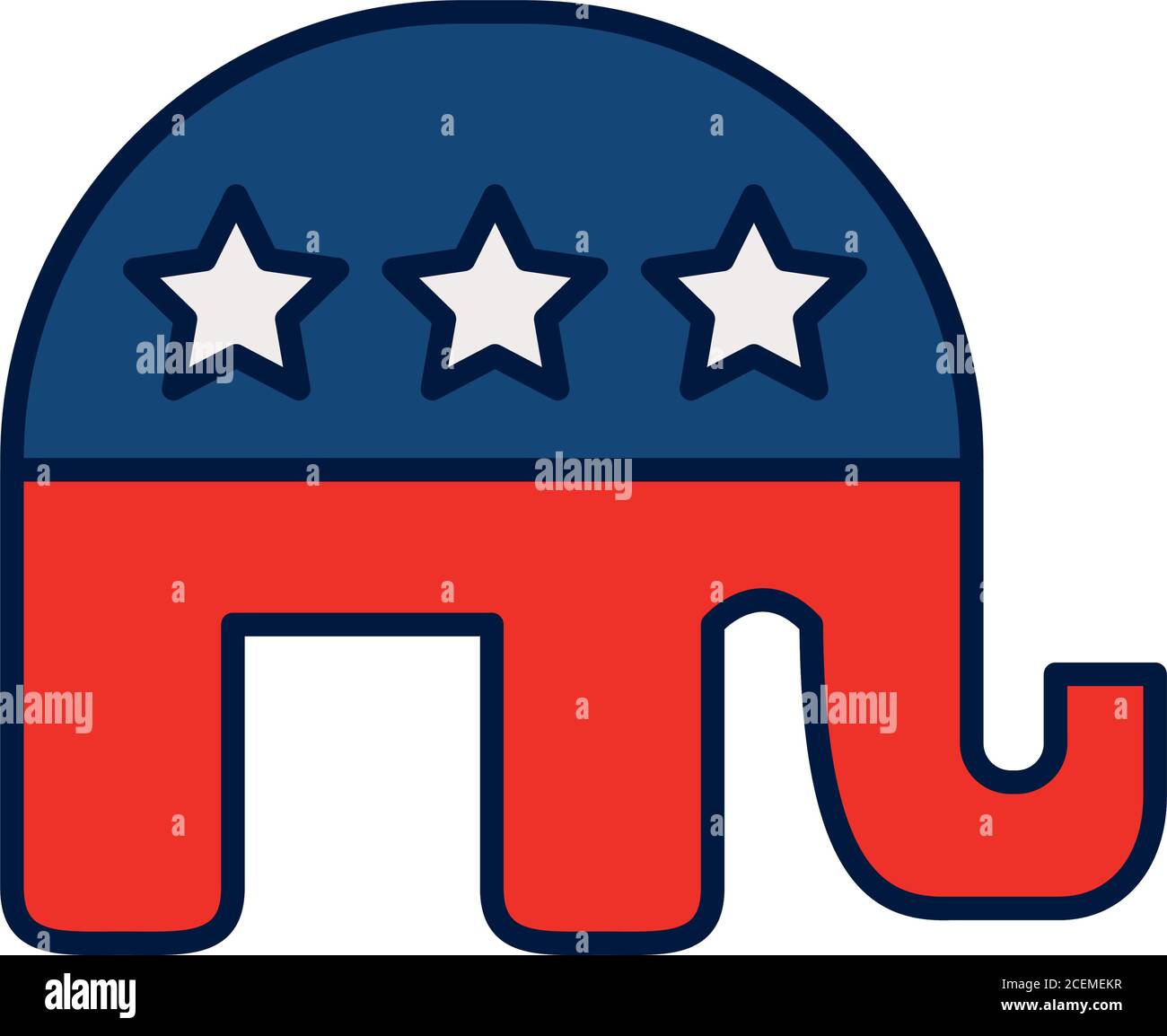 usa republican elephant icon over white background, line and fill style ...